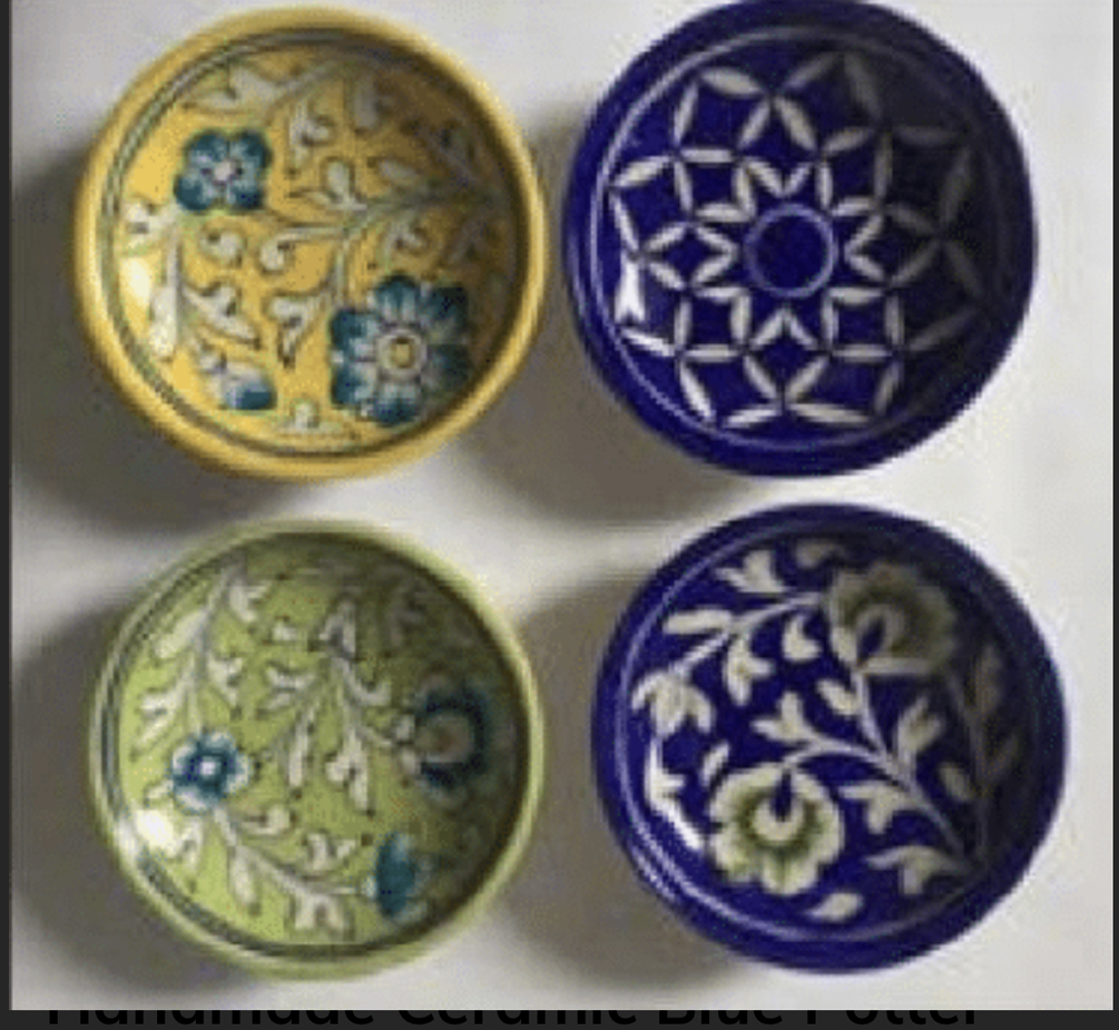 Handmade Ceramic Blue Potter Bowl 6 Inches Set of 4 Bowl