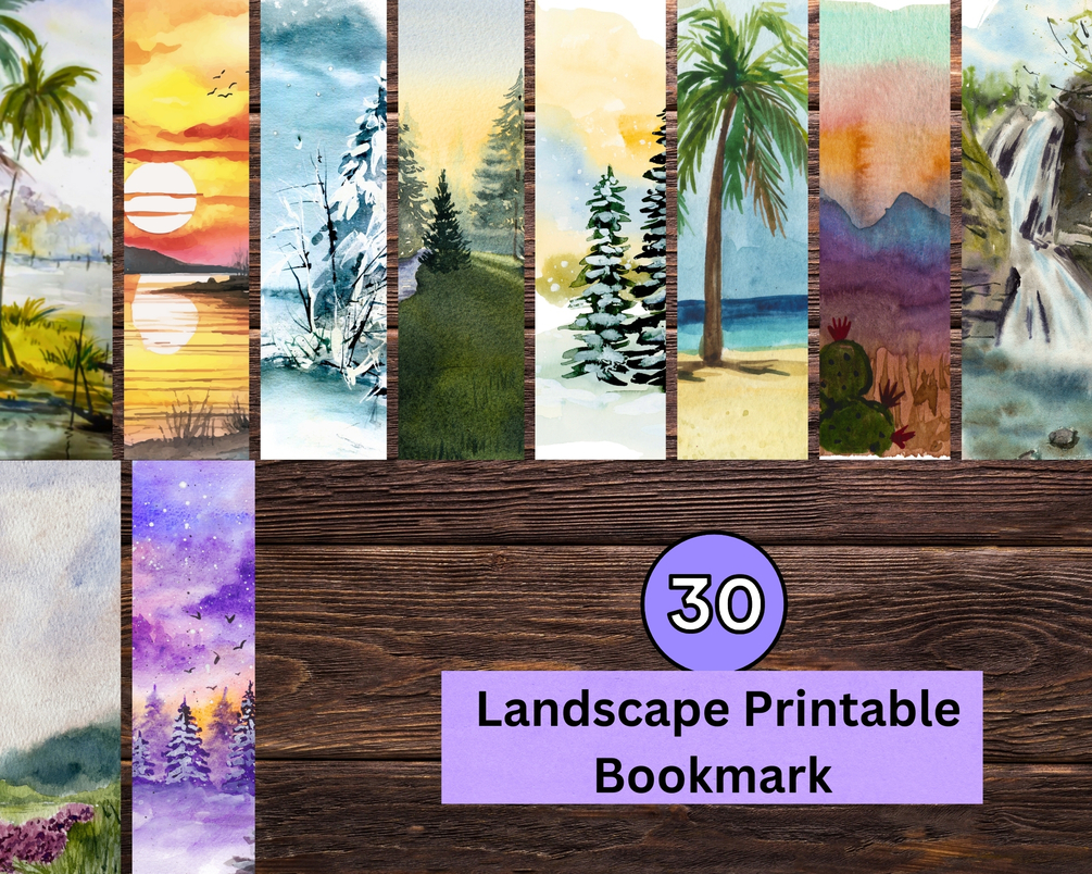 30 Printable landscape Bookmarks | Digital Downloads