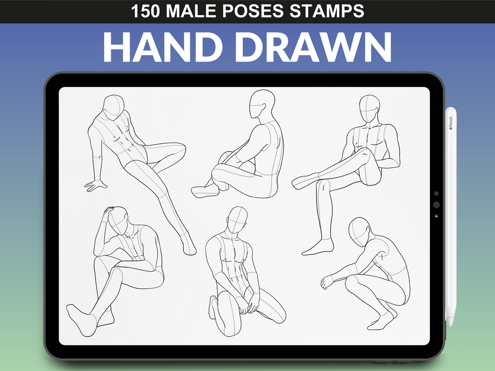 Male Poses Procreate Brushes for Character & Fashion Design