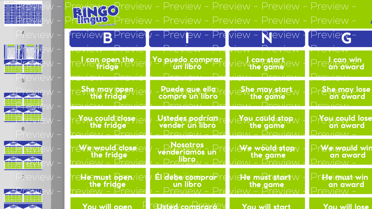 Bingo Modal Verbs ESL for Students