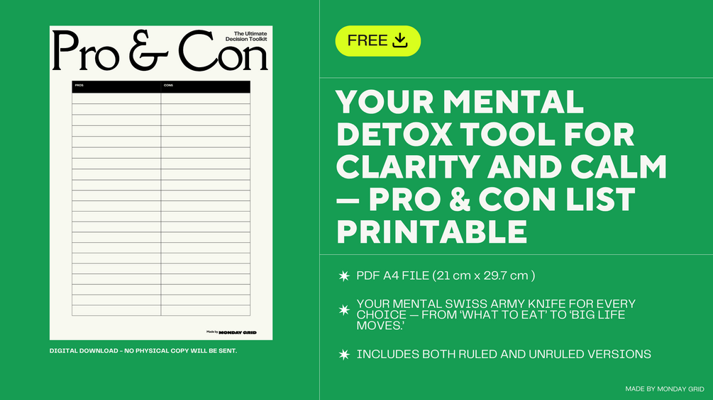 Pro & Con List – Printable Decision-Making Worksheet