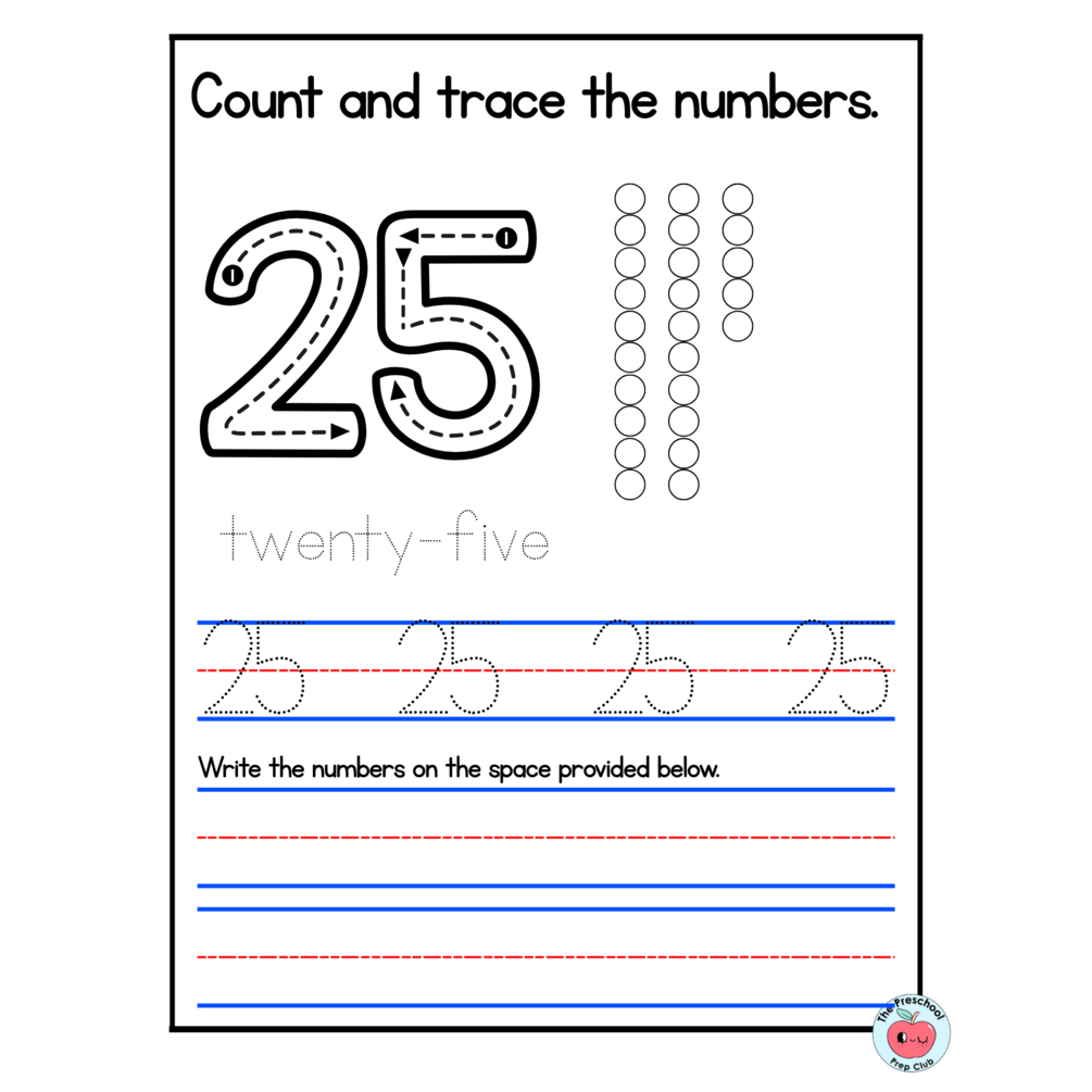PRESCHOOL WORKBOOK - NUMBERS 21-50