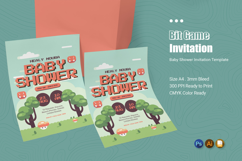 Bit Game Baby Shower Invitation