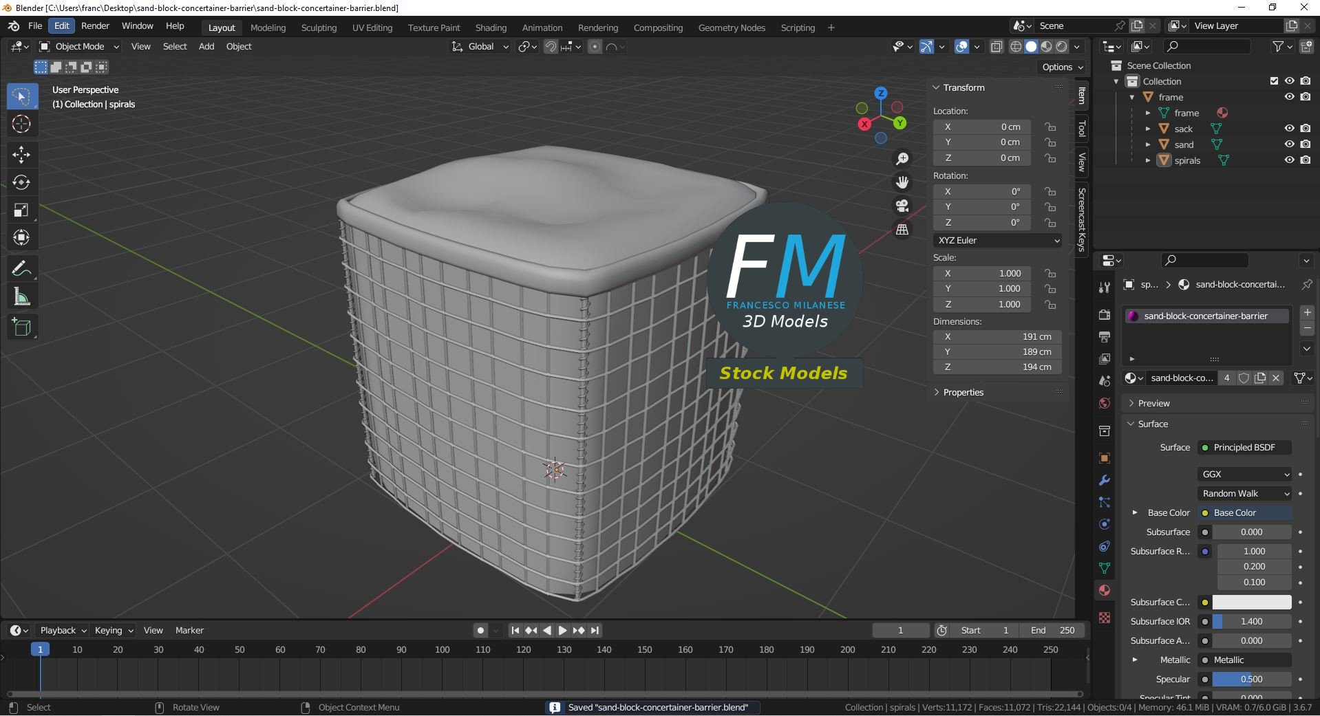 3D MODEL - Sand block concertainer barrier