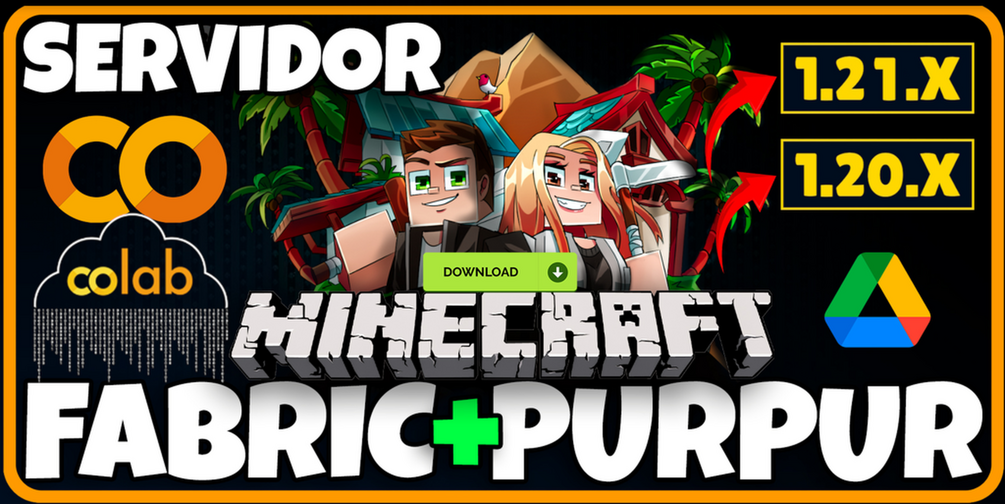 Archivo.ipynb para servervidores minecraft Fabric & Purpur versión java 21 colab