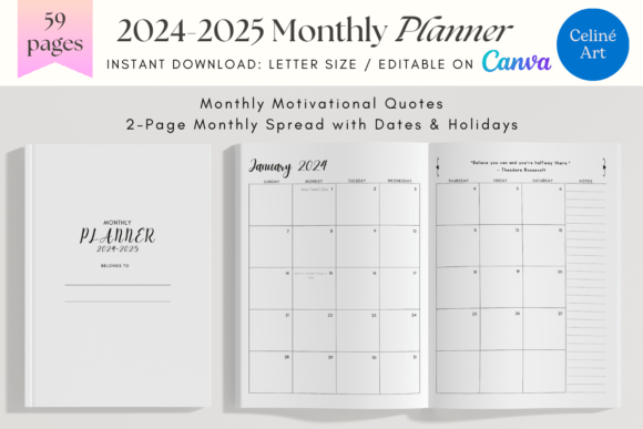 2024-2025 Monthly Planner CANVA Template