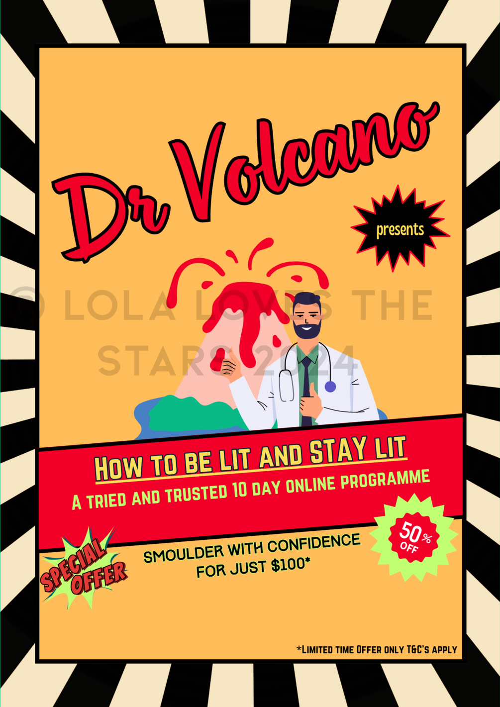 Dr Volcano Retro Art Print A4 Printable download