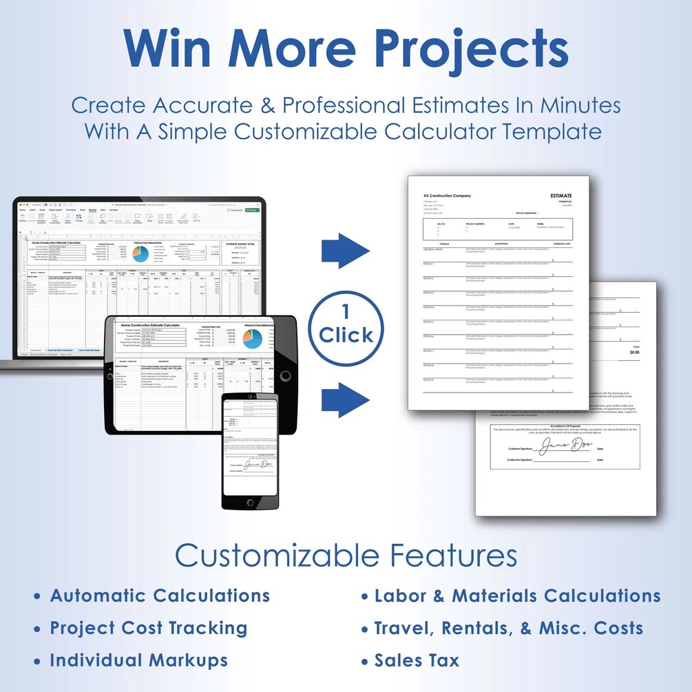 Construction Estimate Calculator - for Subcontractors