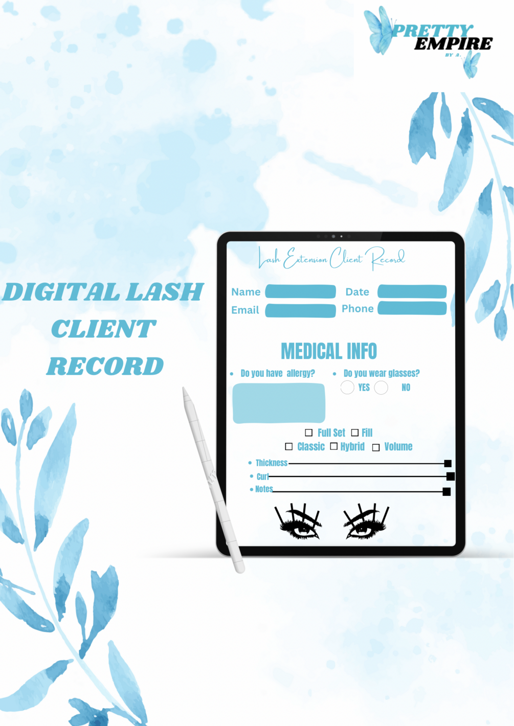 DIGITAL EYELASH CLIENT RECORD