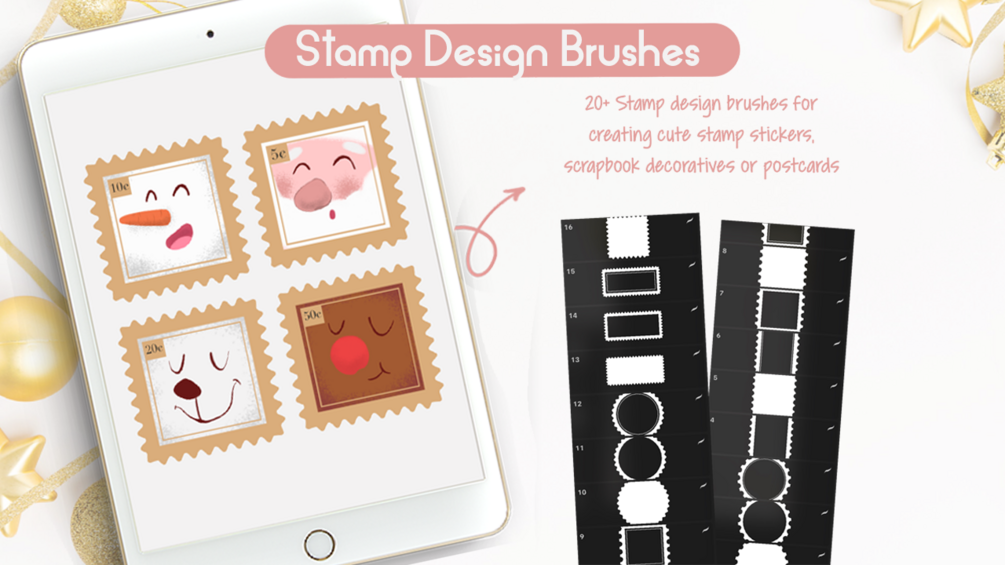 PHILATELY STAMPS Design Procreate Brushes | Shipping stamps design ...
