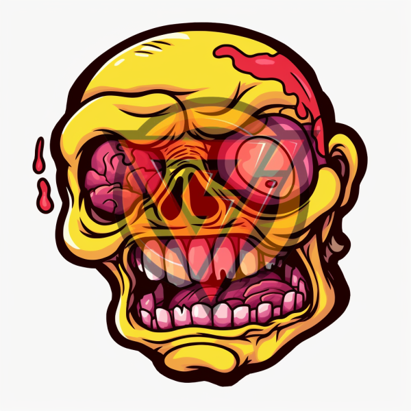 Meltdown Ghoul: Mutated Zombie Skull Digital Art