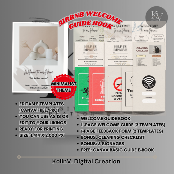 AirBnb Welcome Guide Book templates BUNDLE with FREEBIES