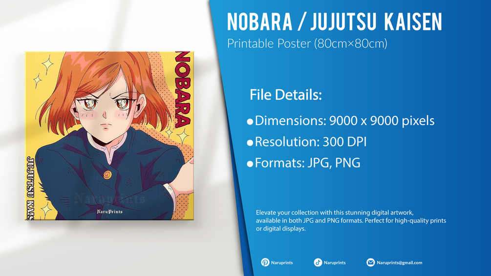 Nobara | Jujutsu Kaisen Printable Art (80cm×80cm) 300DPI | Digital Art ...