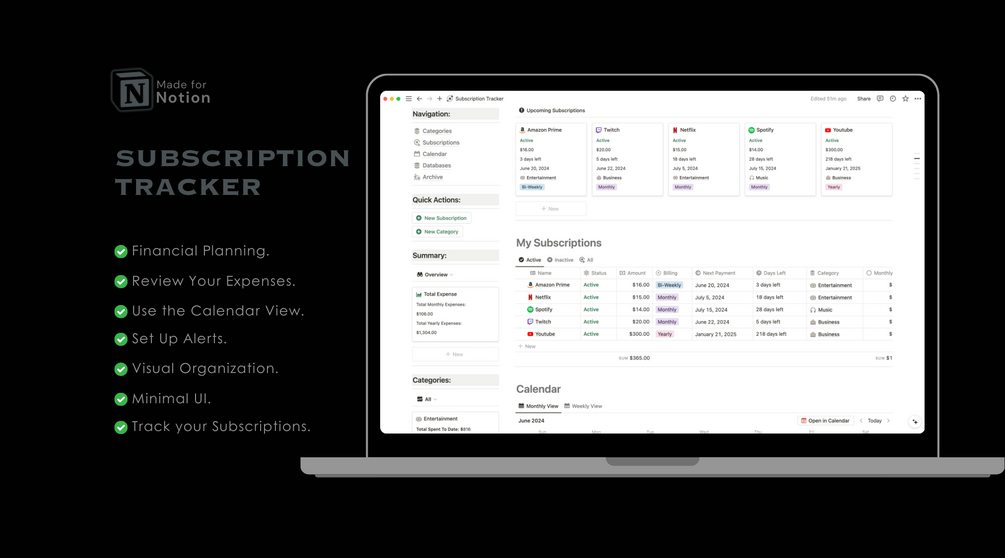 Notion Subscription Tracker