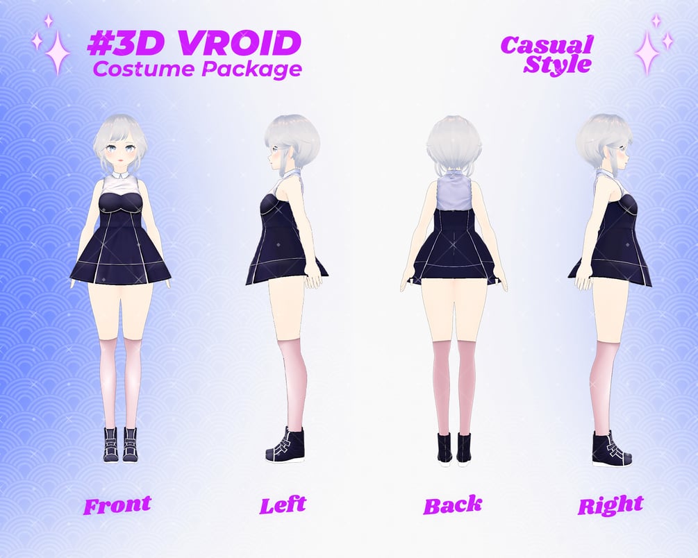 Kawaii Streamer Style Cute VRoid Casual Outfit Pack - VRoid Clothing ...