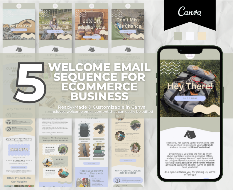 Editable Camping Gear Welcome Email Sequence Template for Klaviyo ...