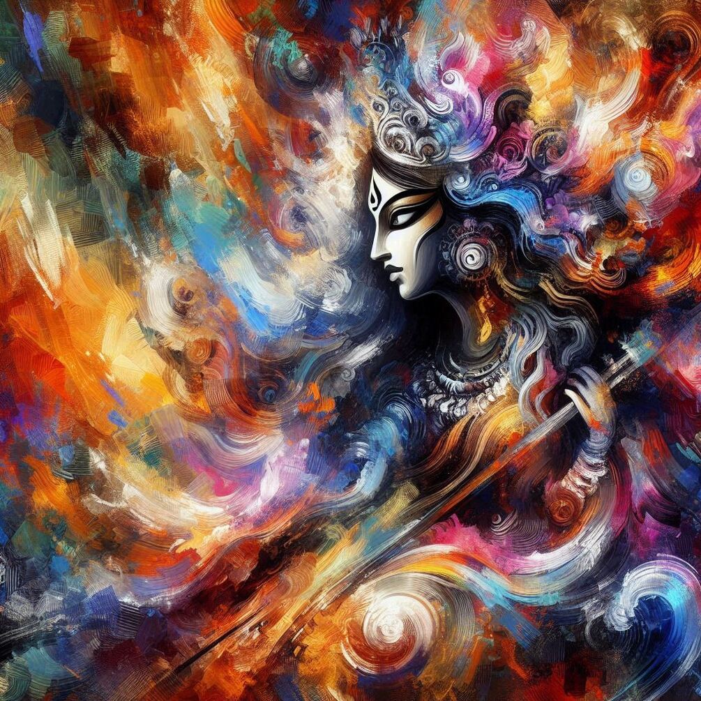 🌸 Majestic Durga Mata - Abstract Expression Art 🌺