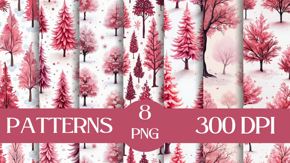Pink Winter Trees Patterns
