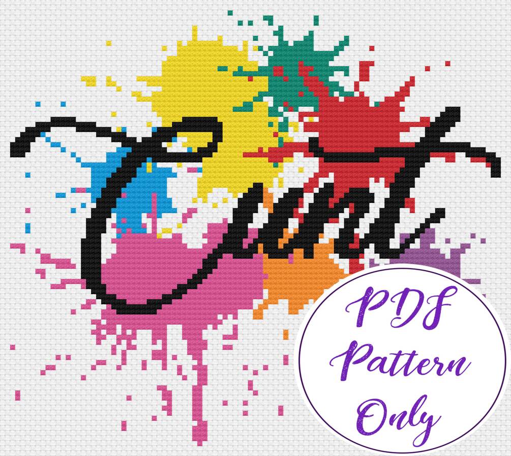 Pretty Profanity: "Cunt - Paint Splats" Cross Stitch Pattern PDF