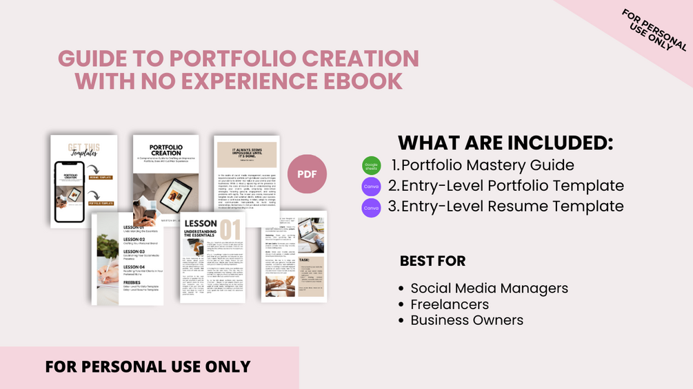 Guide to Portfolio Creation with NO EXPERIENCE Ebook
