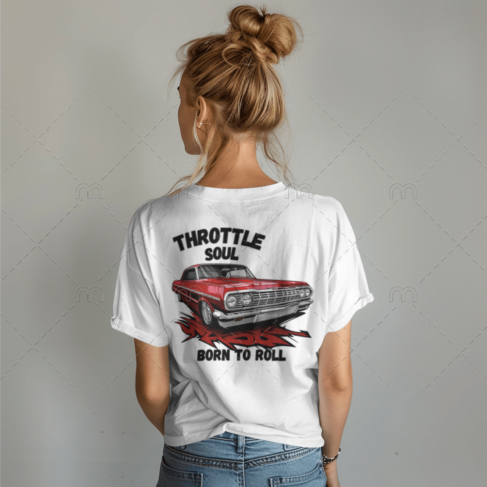 Classic Red Lowrider Car Art – Retro Graffiti Style Muscle Car Illustration