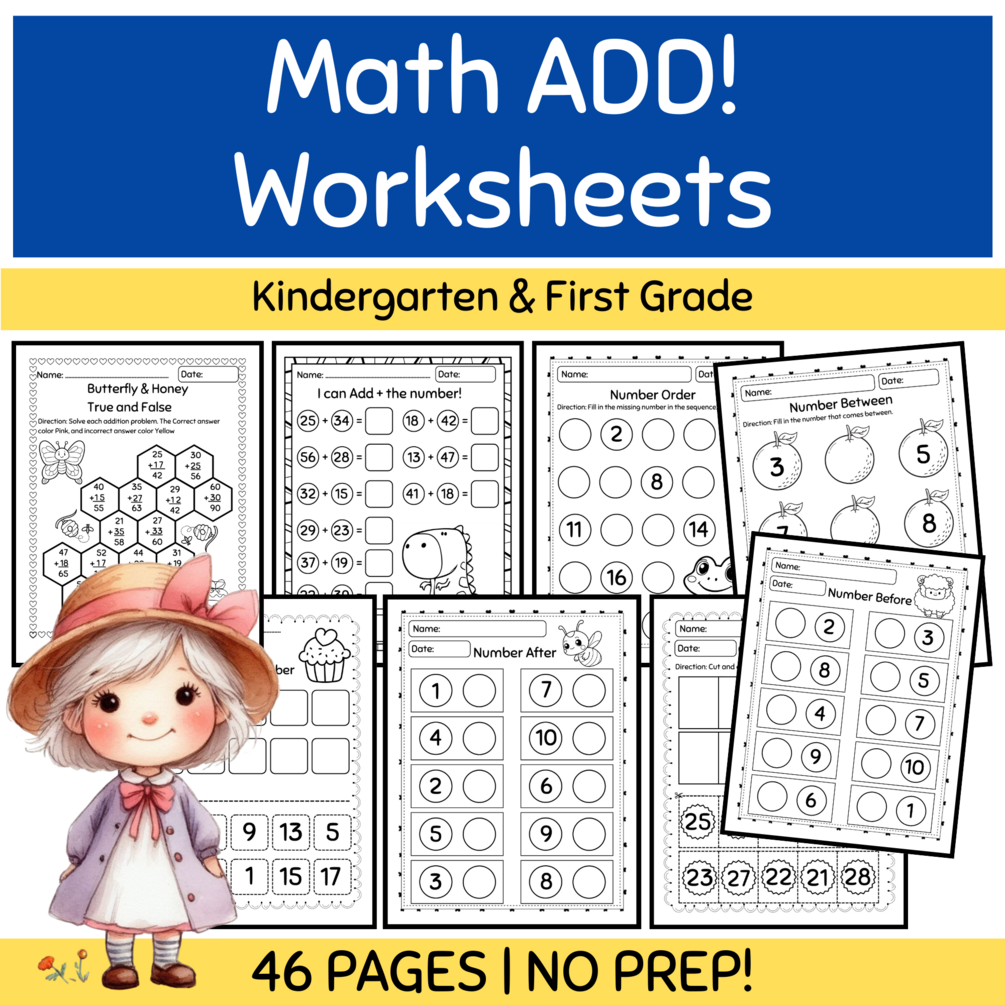 Math Addition Worksheets Kindergarten | Skip Counting, True or False ...
