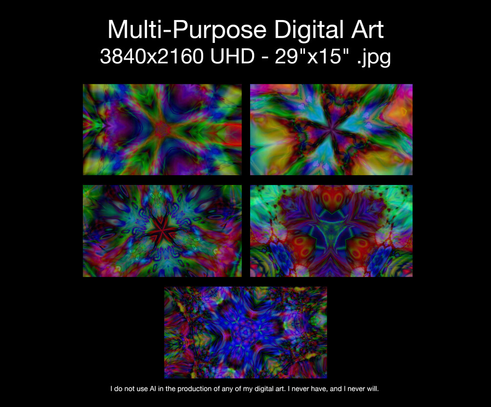 5 Pack Multi Purpose 4K Digital Art #18 - Psychedelic printable art for ...