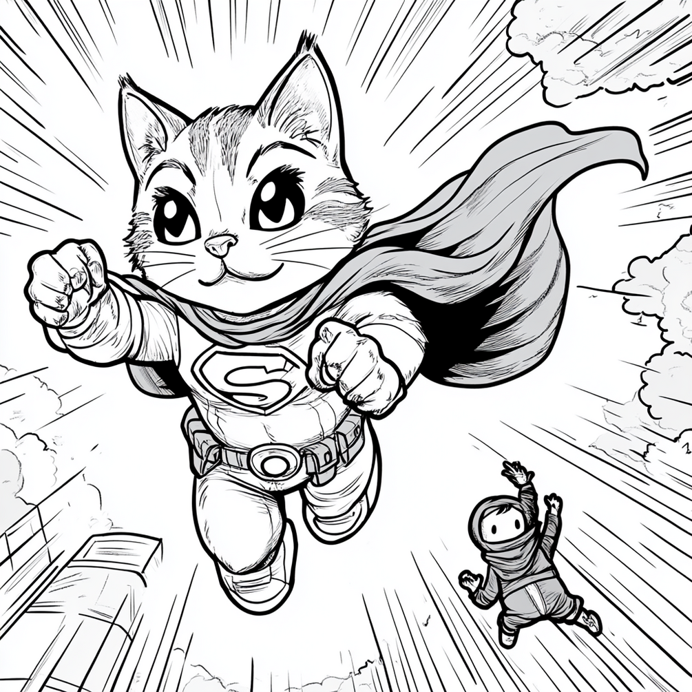 Super Cats Coloring Book: Heroic Adventures