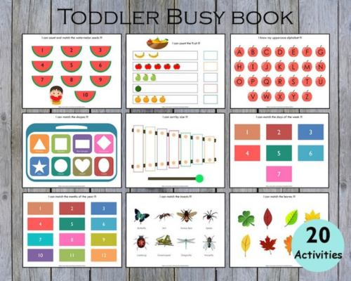 Printable busy book worksheets for toddlers