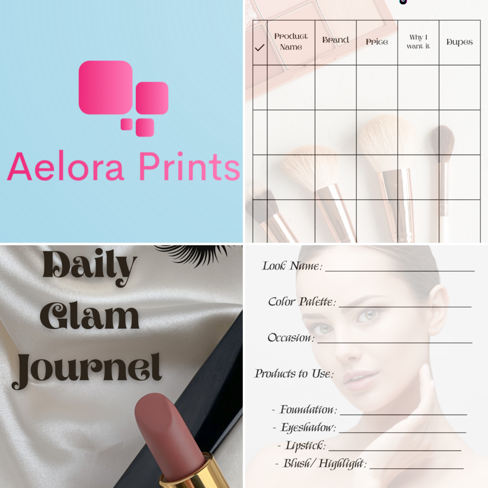 Daily Glam Journal – 2025 Makeup Tracker & Self-Reflection Book