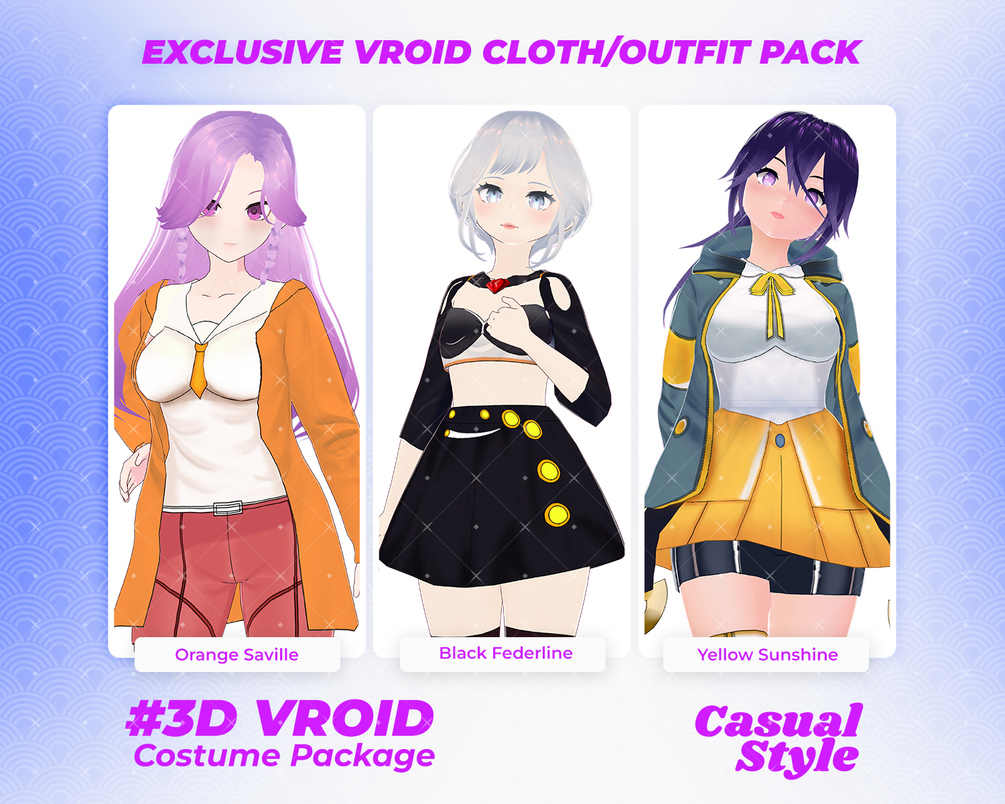 VRoid Clothing Pack, Vroid Assets, Vroid Outfit, Costume, 3d, Clothes ...
