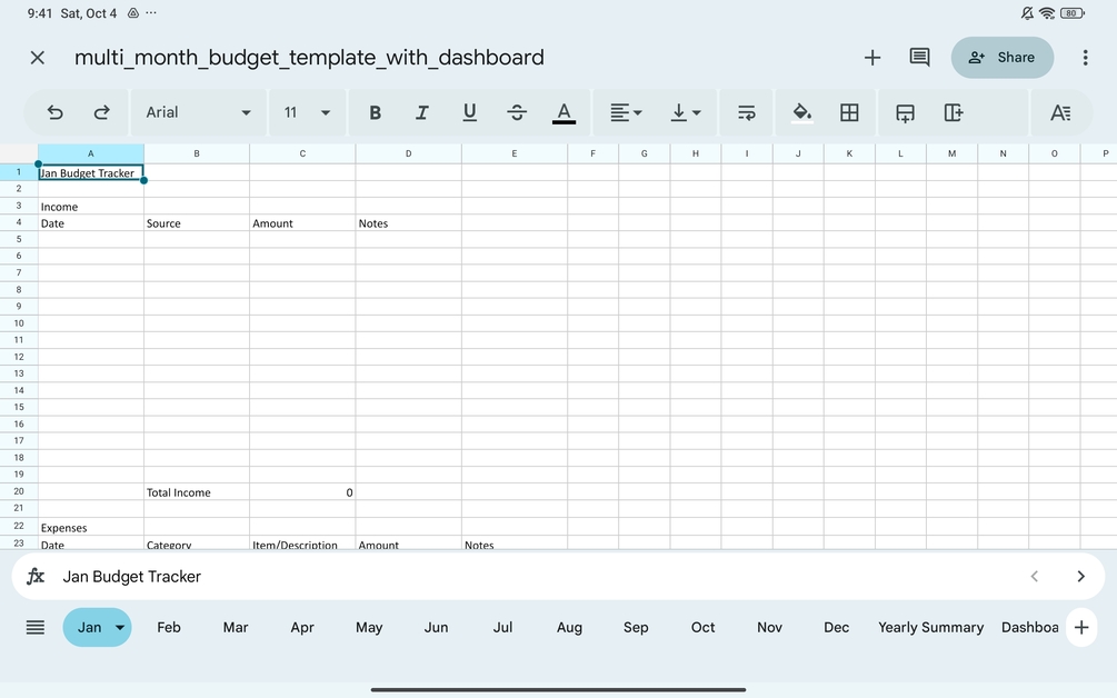 FREE - Multi month budget template and Web Based Budget Tracker