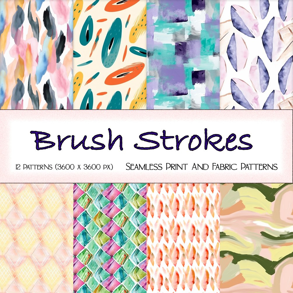 Brush Strokes Fabric Prints/Digital Paper - Seamless - Watercolor ...