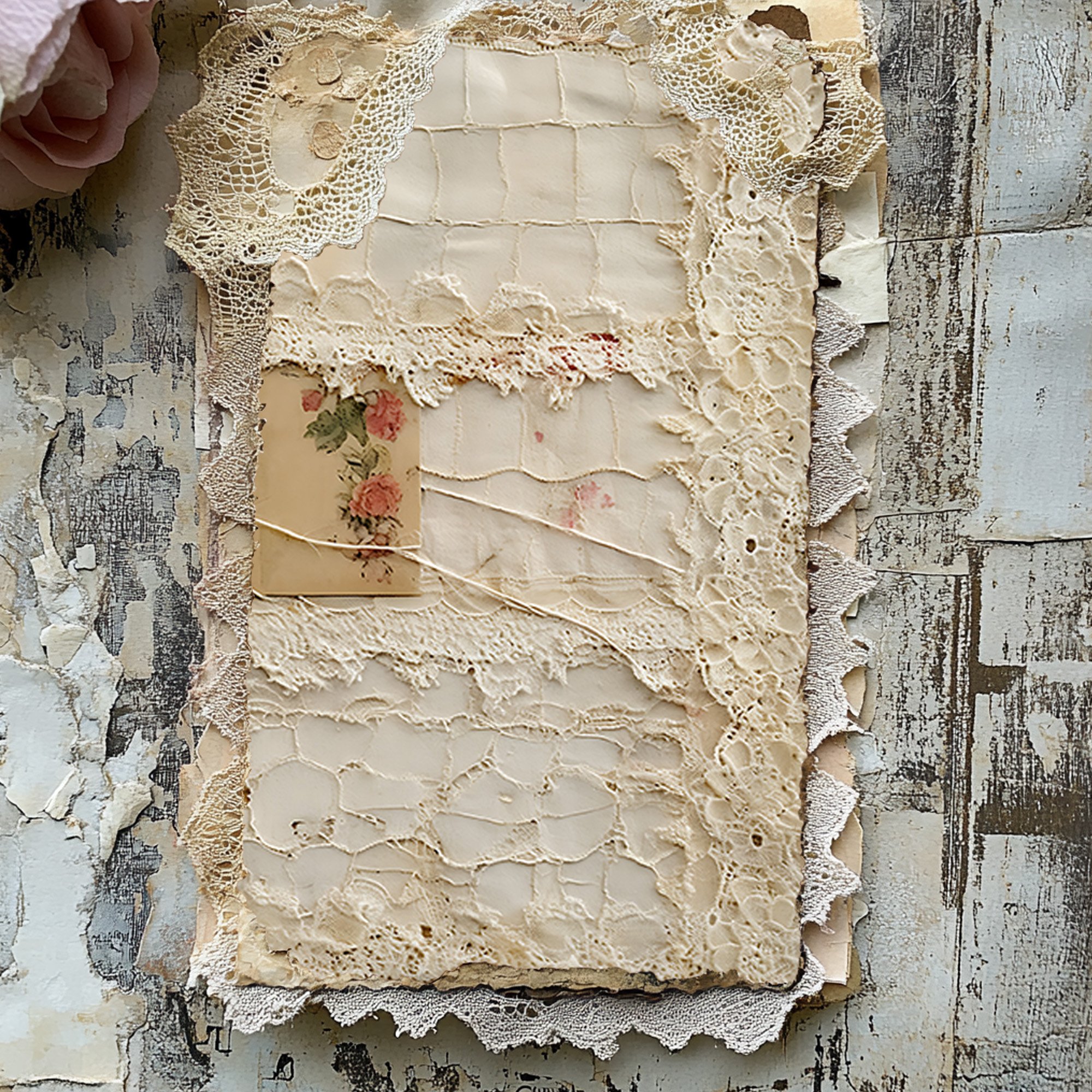 16 pc Pretty Lace with Mini Flowers, Roses Printable Junk Journal Half ...