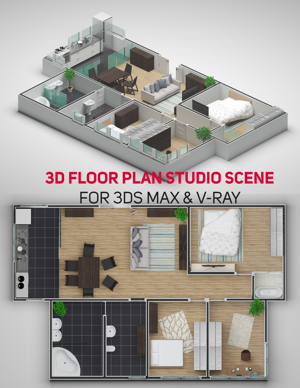 3D Floor Plan Studio Scene