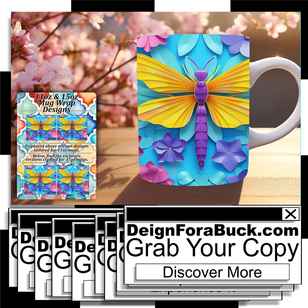 Elegant Dragonfly Designs, 11oz, 15oz Mug Wraps Design, template ...
