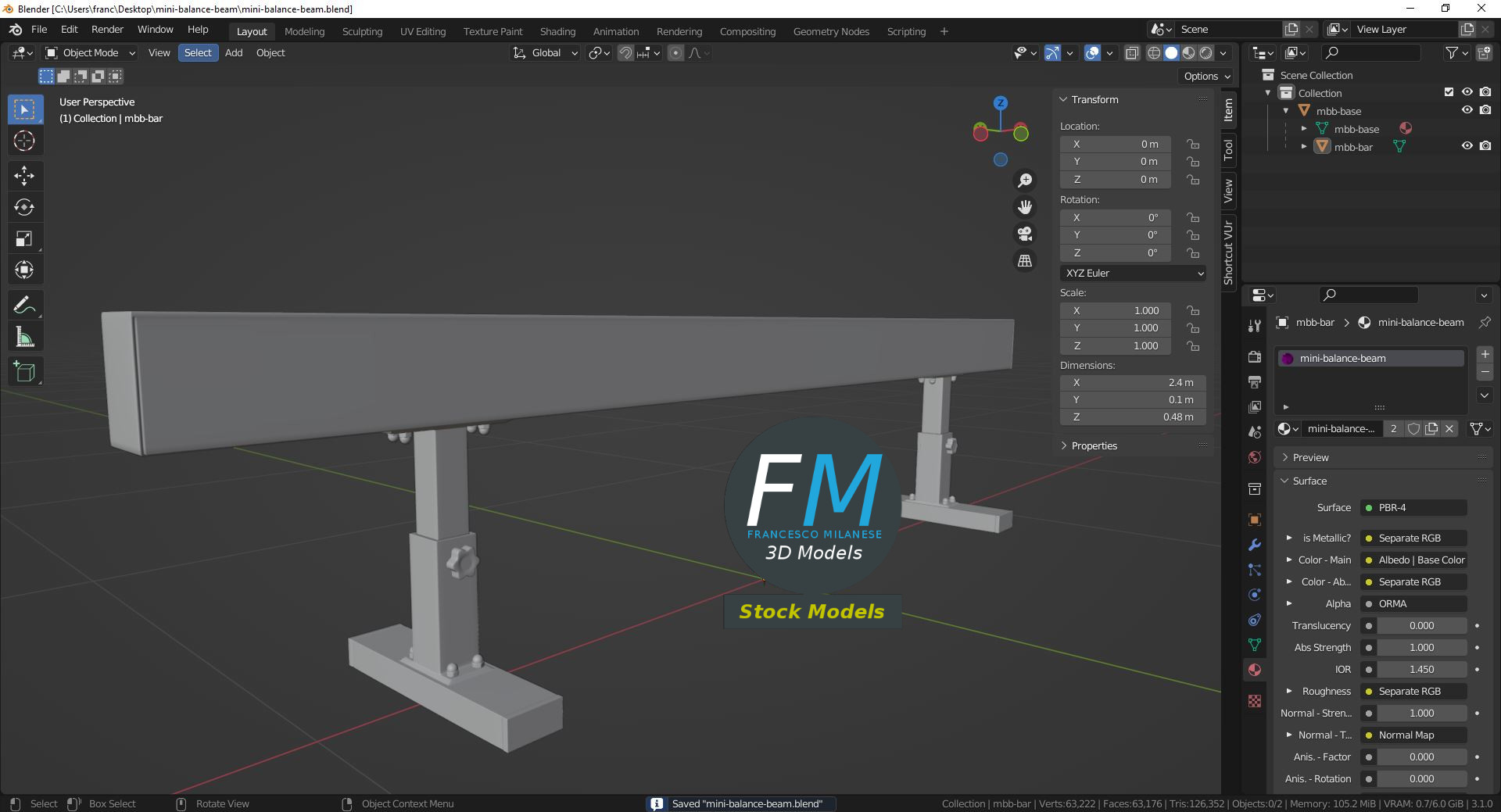 3D MODEL - Mini balance beam