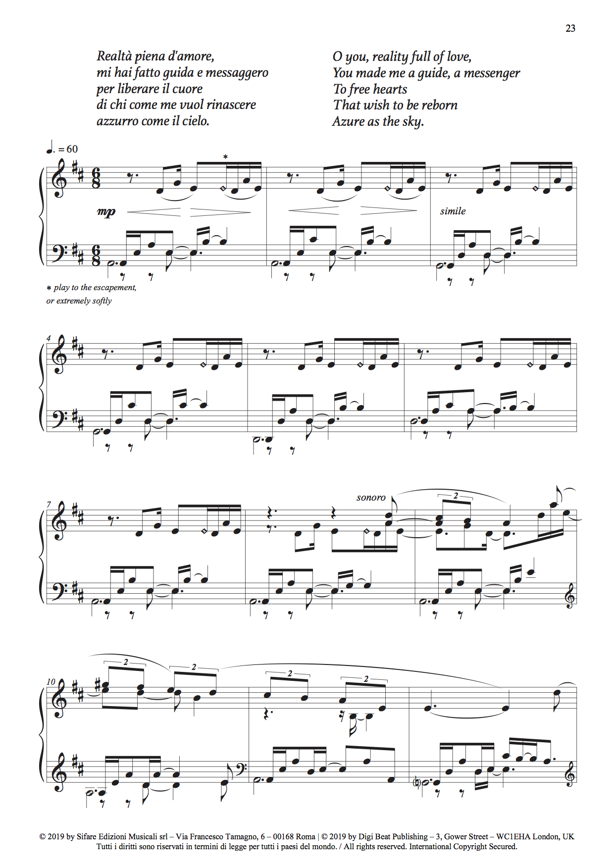 Azzurro come il cielo / Azure as the Sky [Digital Sheet Music]
