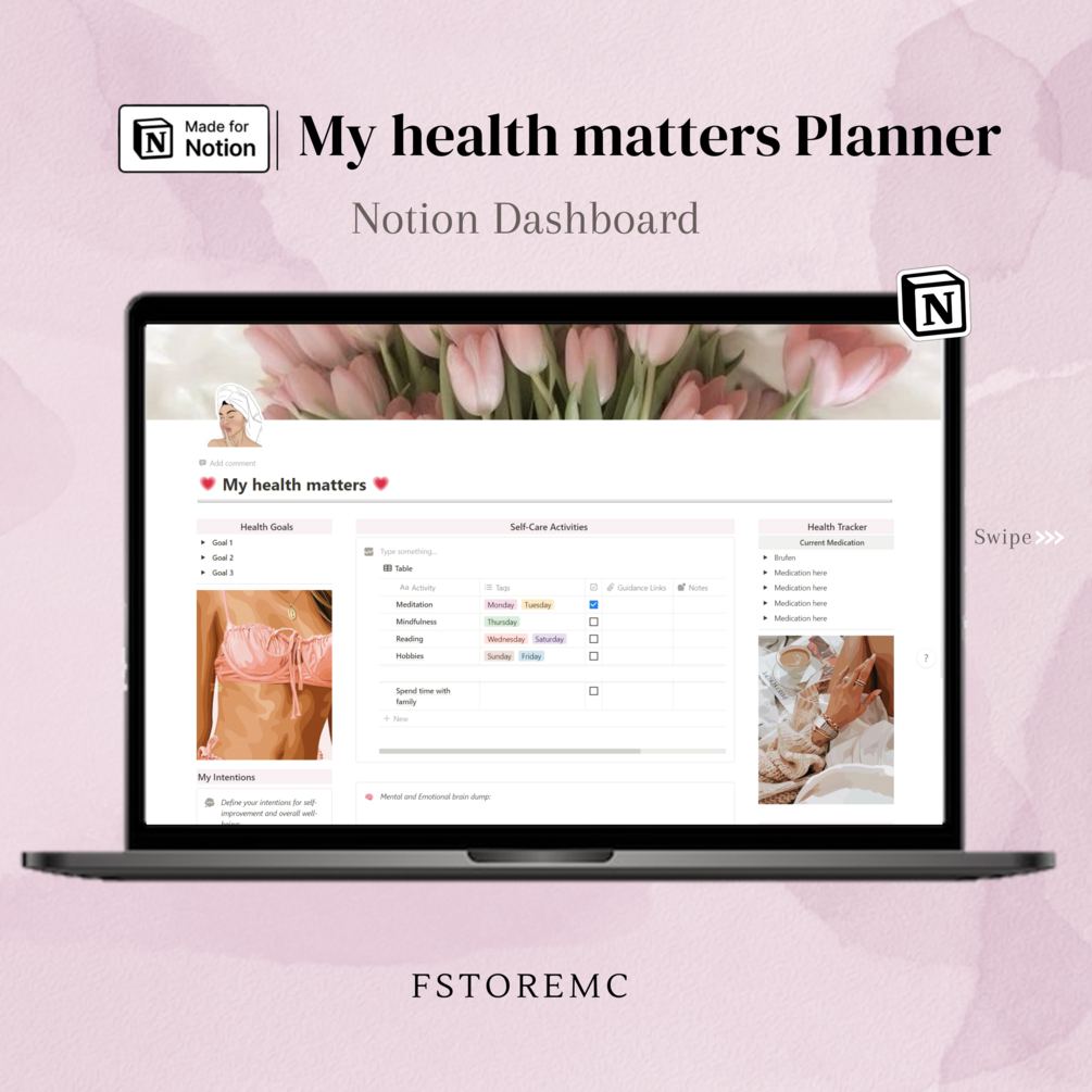 Notion Health Care Simple Dashboard, Easy Notion Template, Notion ...