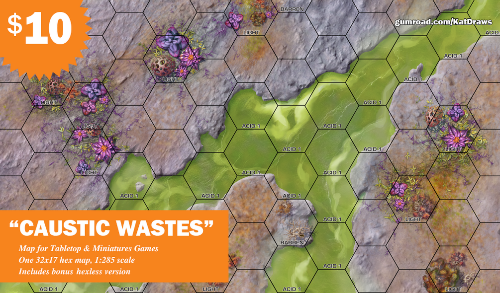 "Caustic Wastes" - Map for Tabletop Games