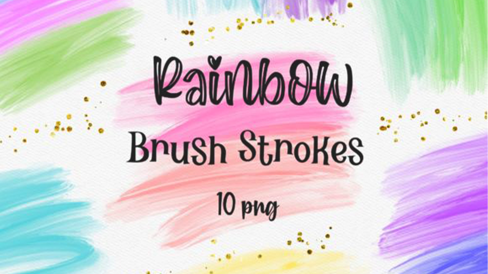 Rainbow - 10 Brush Strokes Clipart Graphics