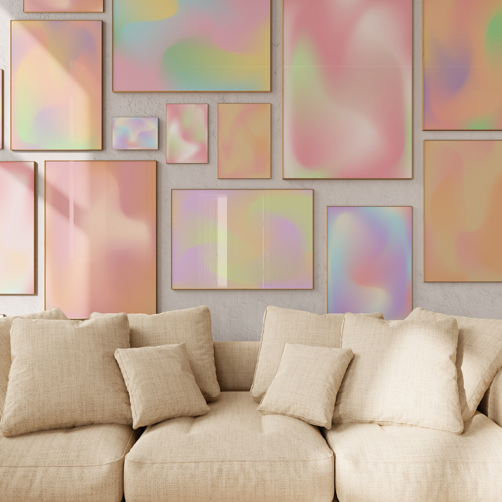 Sorbet Ice cream Gradient Wall Art Set of Two, Manifestation, Aura ...