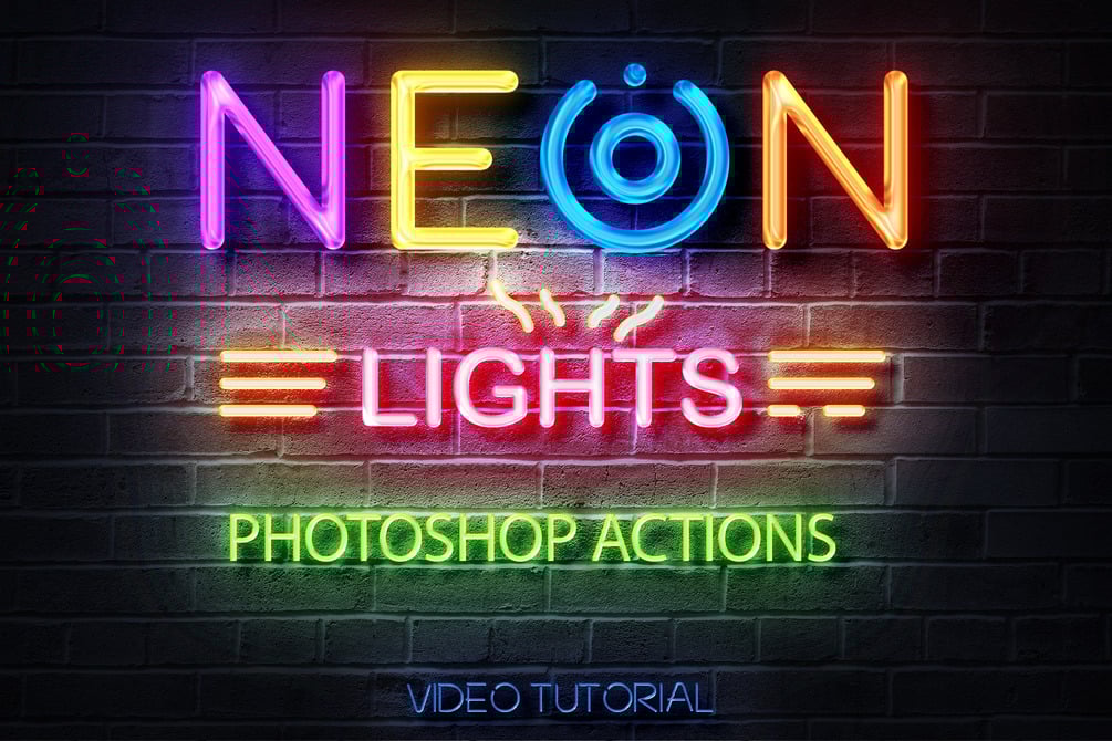 Neon Photoshop Actions, Neon Maker Lights Generator, Neon Template ...