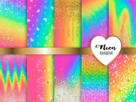 Beautiful Rainbow Digital Paper Bundle More than 156 Graphics