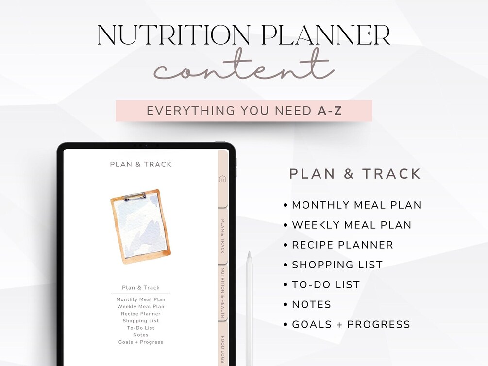 Food and Nutrition Planner for Wellness, Meal Prep Log, Food Journal ...