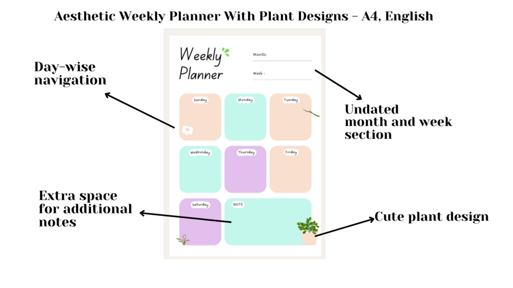 Aesthetic Digital Weekly Planner-A4 English