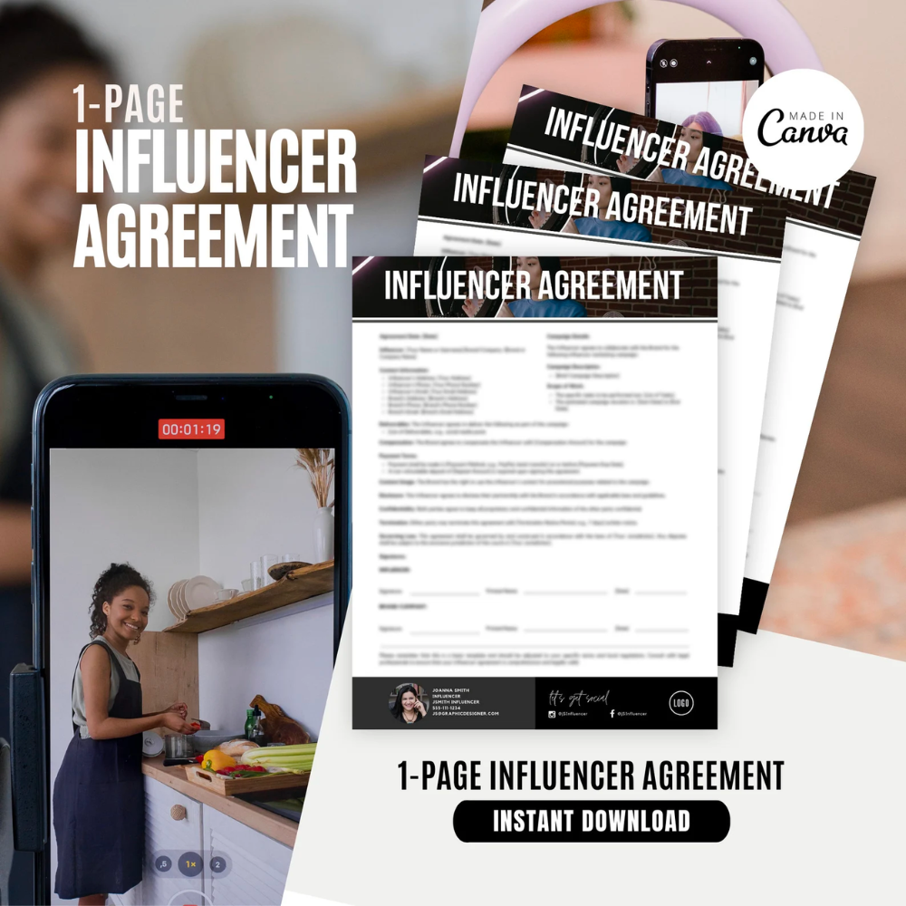 Effective, Super Short, 1+Page Editable Influencer Agreement ...