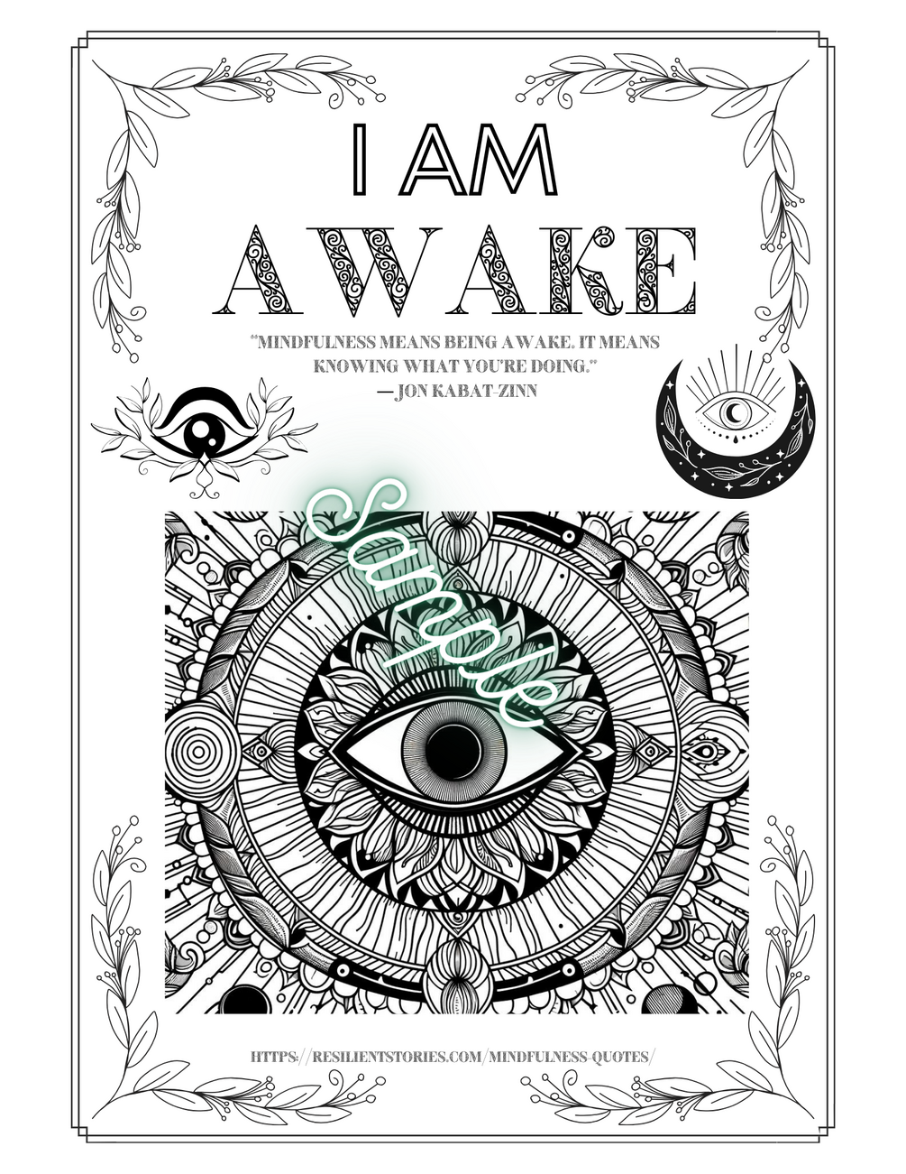 I AM AWAKE Coloring Page