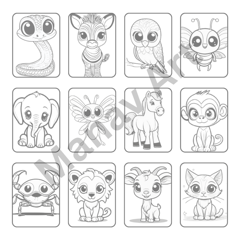 Animal Fun Coloring Book for Kids: 50 Pages of Cute and Wild Creatures ...
