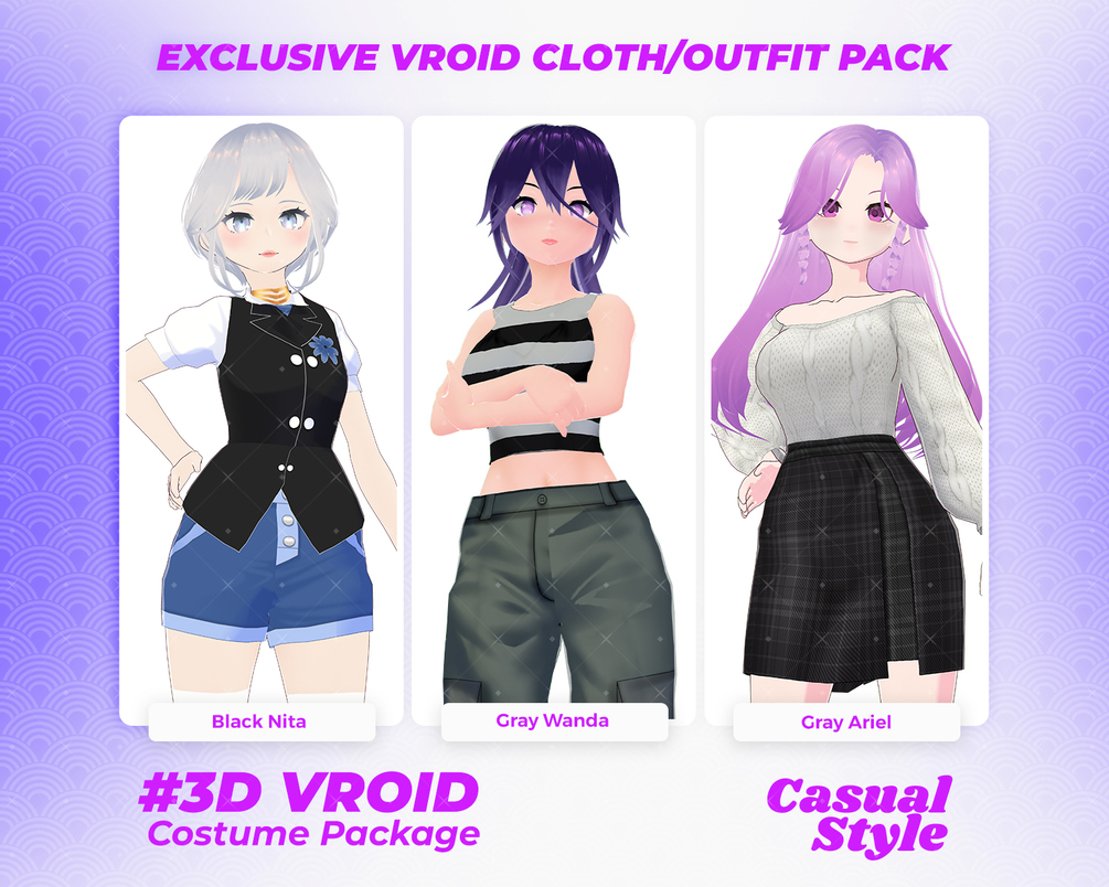 Casual Outfit Selection for Streaming VTuber - VRoid Clothing Pack, VRoid Girl, VRoid Clothes ...